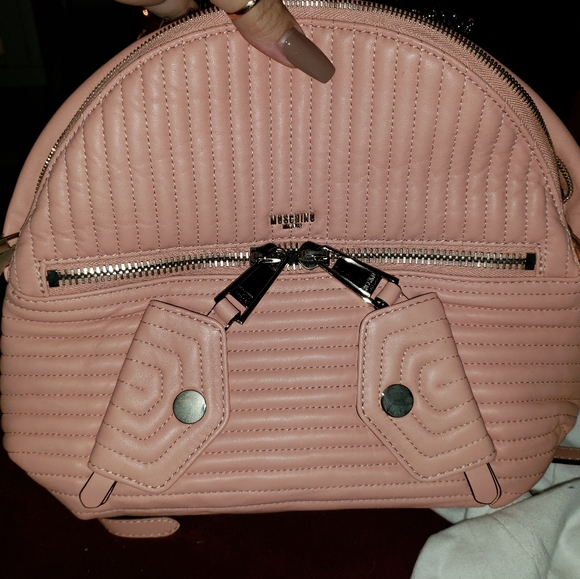 Moschino | Bags | Moschino Leather Topstitched Chain Backpack | Poshmark